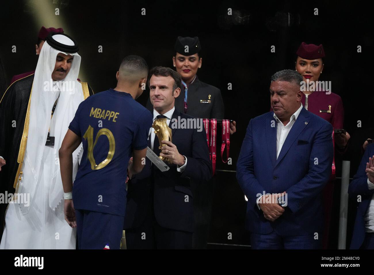 LUSAIL, QATAR - DECEMBER 18: Player of France Kylian Mbappé receives ...