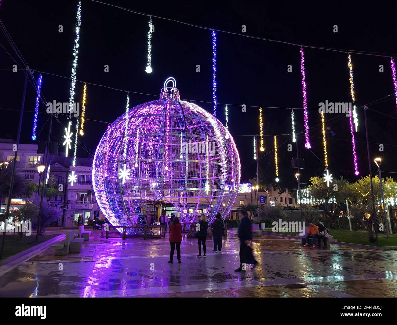 Christmas ball at Plaza de España, Fuengirola, Málaga province ...
