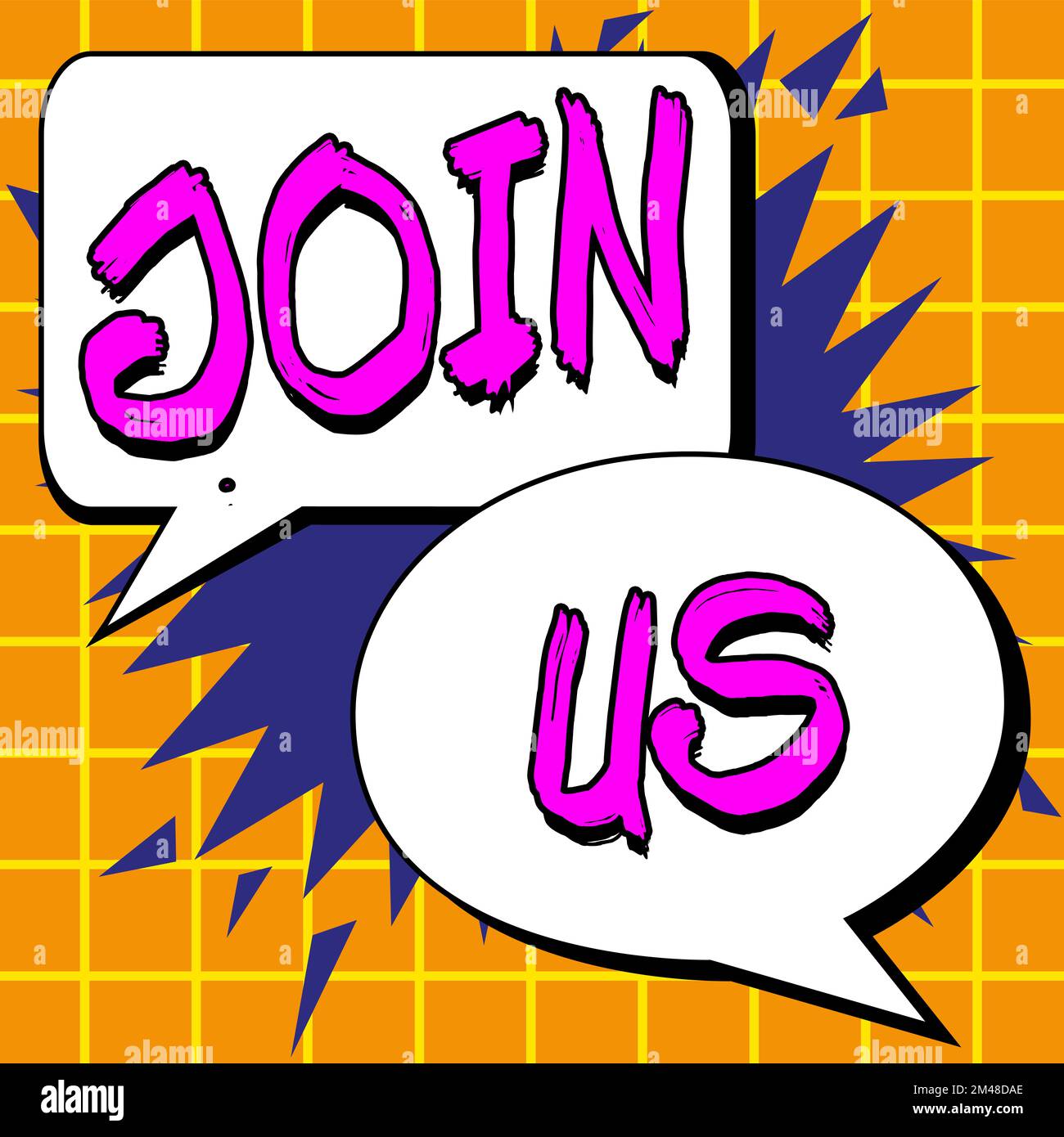 Hand writing sign Join Us. Word for Register in community Team or blog ...