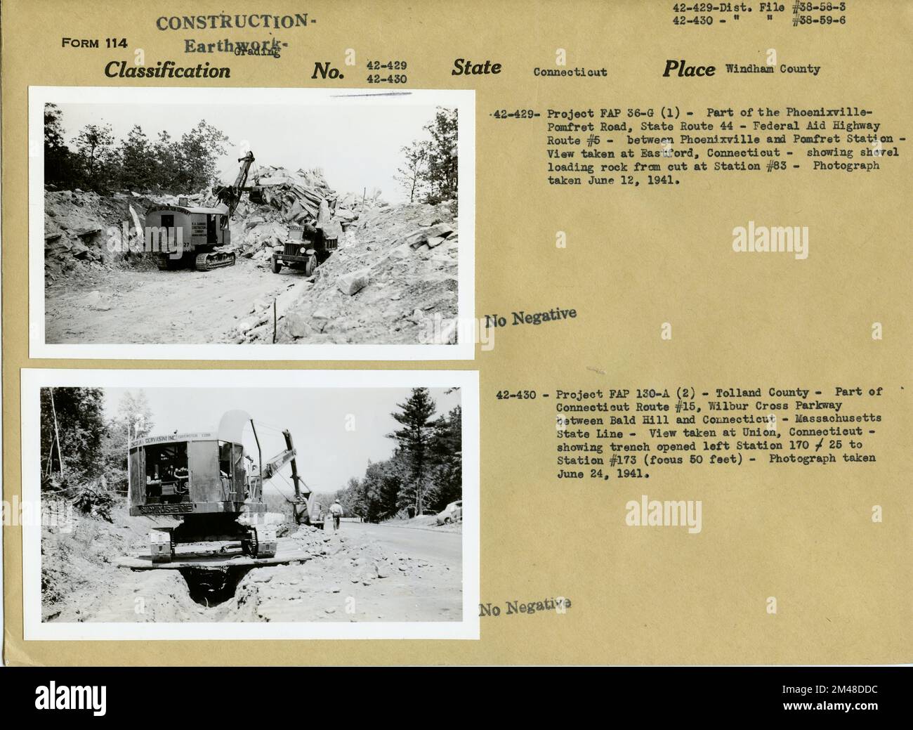 Shovel Loading Rock, Trench along Route 15, Connecticut. Original ...
