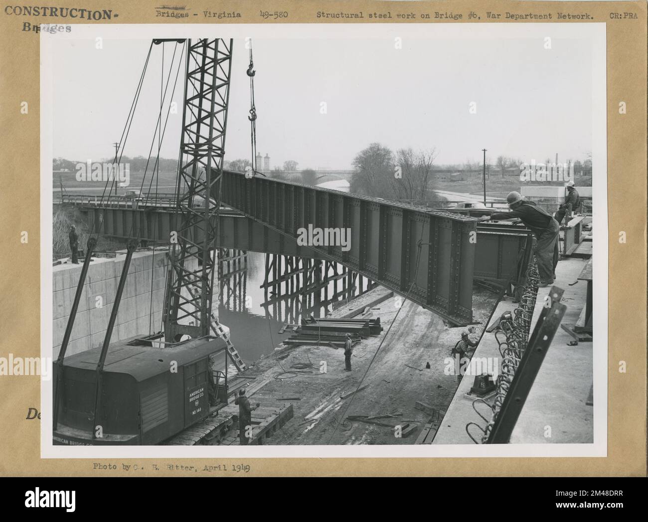 Structural Steel Work on Bridge #6. Original caption: Structural steel ...
