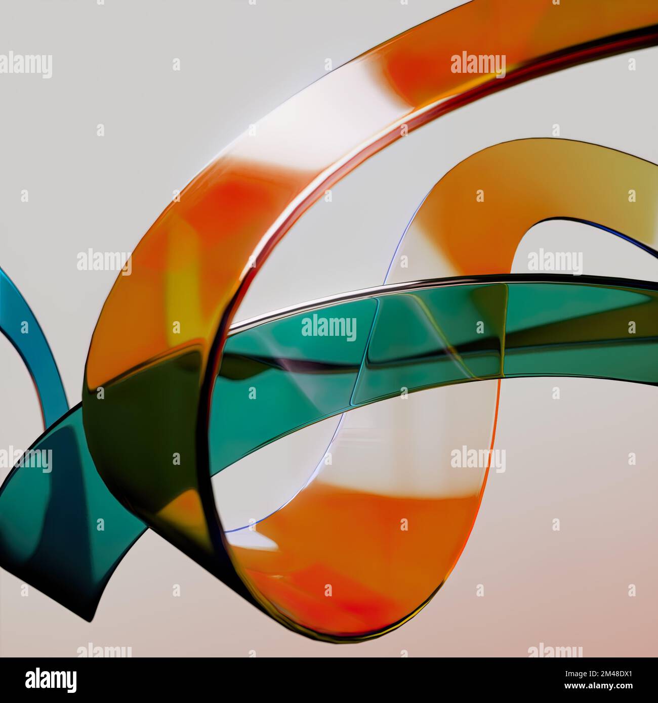 A 3D rendering.of colorful display of translucent with refraction art ...