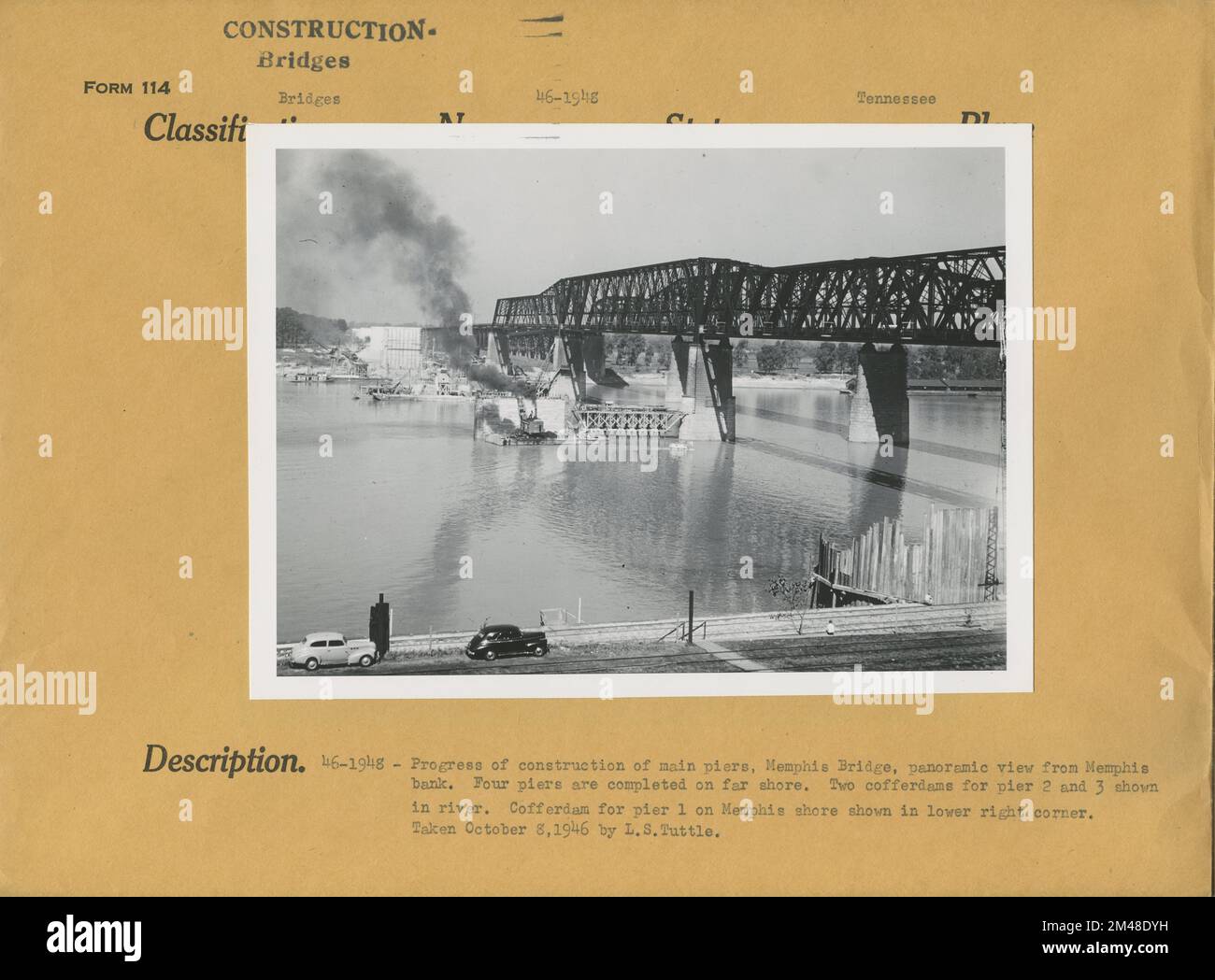 Construction of Main Piers, Memphis Bridge. Original caption: Progress ...