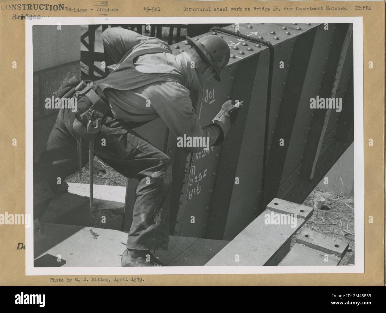 Structural Steel Work on Bridge #6. Original caption: Structural steel ...