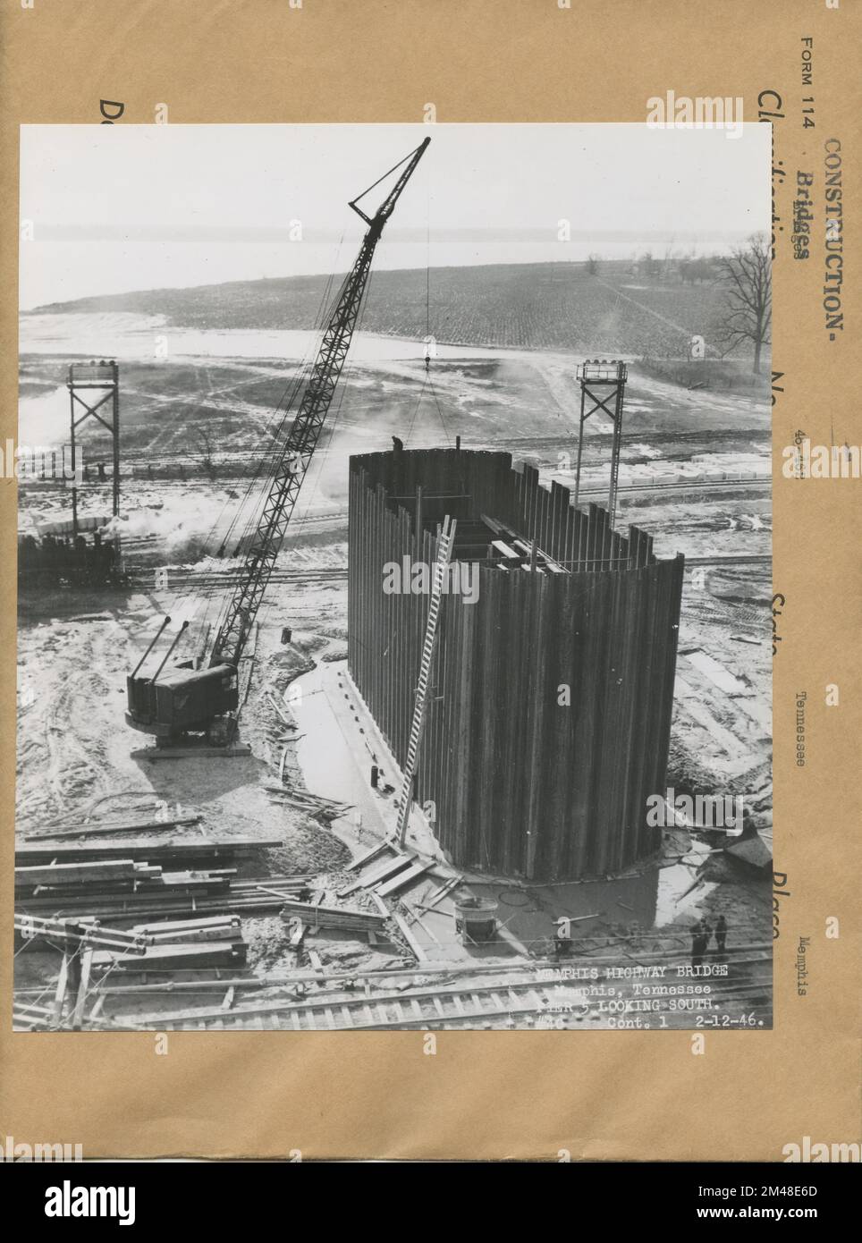 Memphis Highway Bridge. Original caption: Memphis highway bridge, pier ...