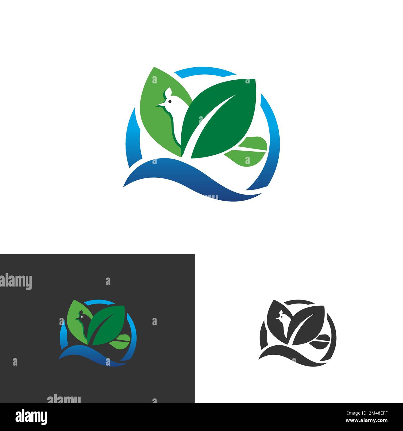 Bird Leaf Nature Plant Animal Logo Logos Simple Minimal.EPS 10 Stock ...