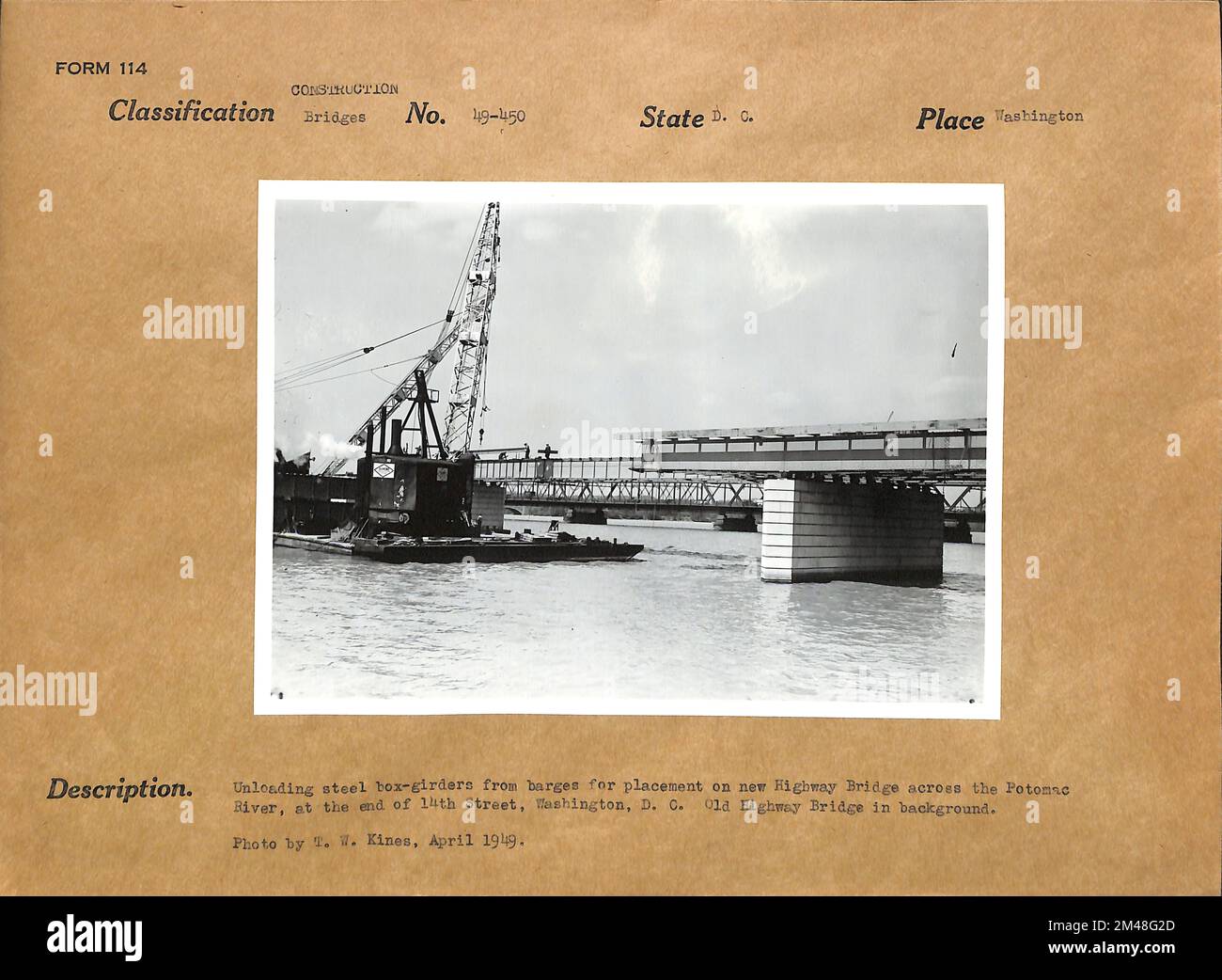 Unloading Steel Box-girders from Barges For Placement. Original caption ...