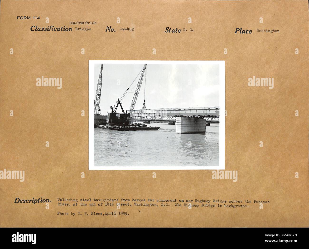 Unloading Steel Box-girders from Barges For Placement. Original caption ...