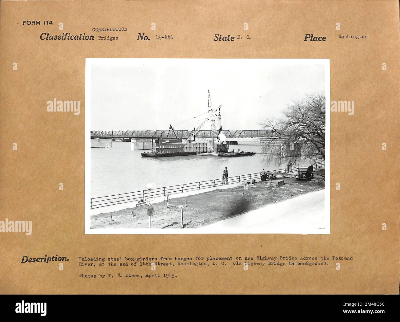 Unloading Steel Box-girders from Barges For Placement. Original caption ...
