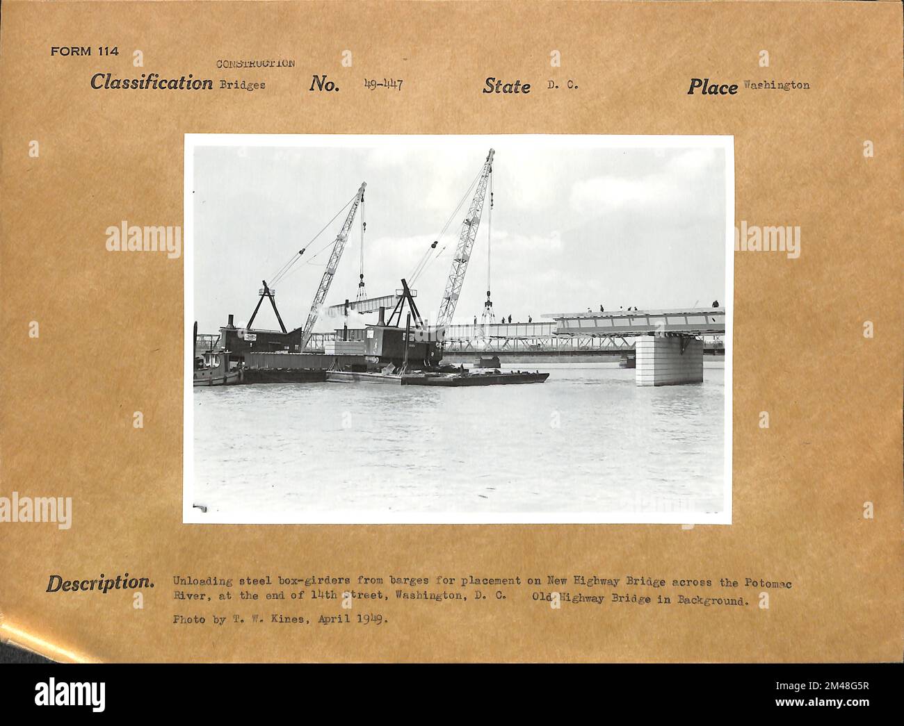 Unloading Steel Box-girders from Barges For Placement. Original caption ...