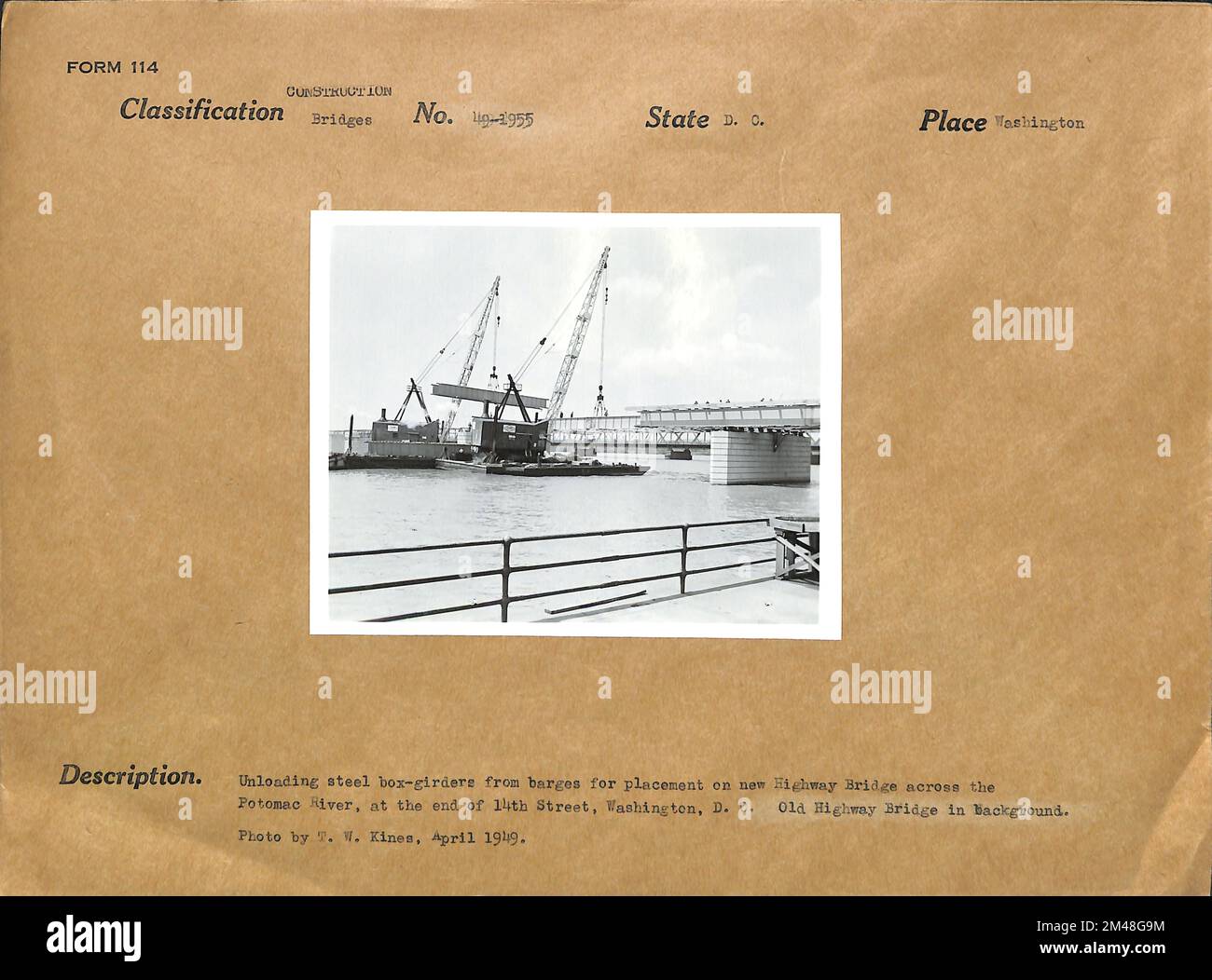 Unloading Steel Box-girders from Barges For Placement. Original caption ...