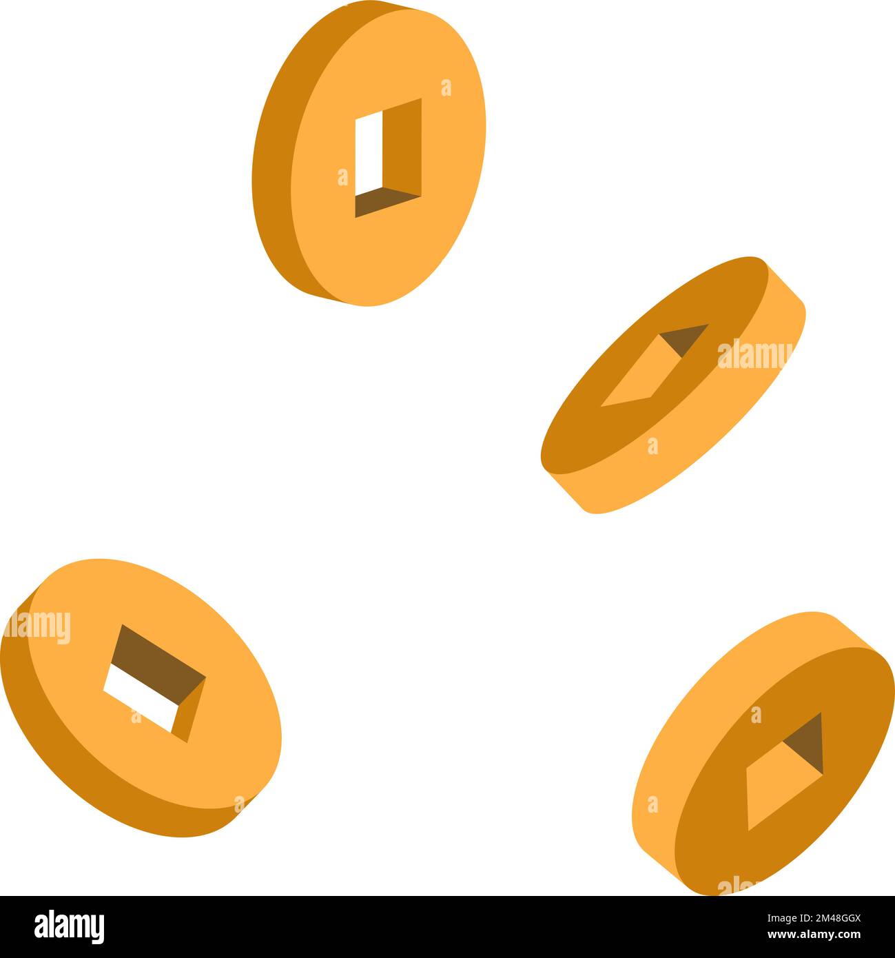 Line Korean Traditional New Year Lucky Color Coin Seollal. Art vector ...