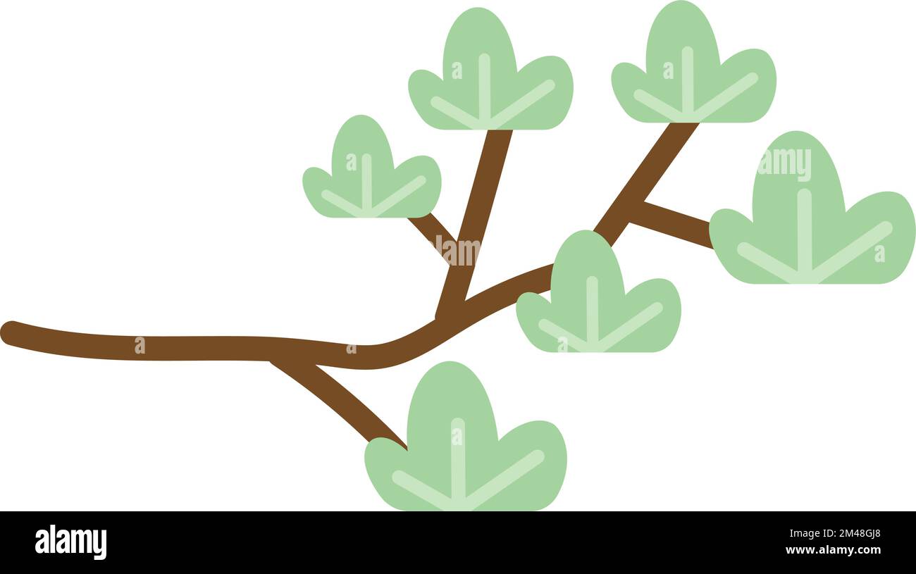 Hand drawn vector doodle tree branch. Leaves herbs isolated on white ...