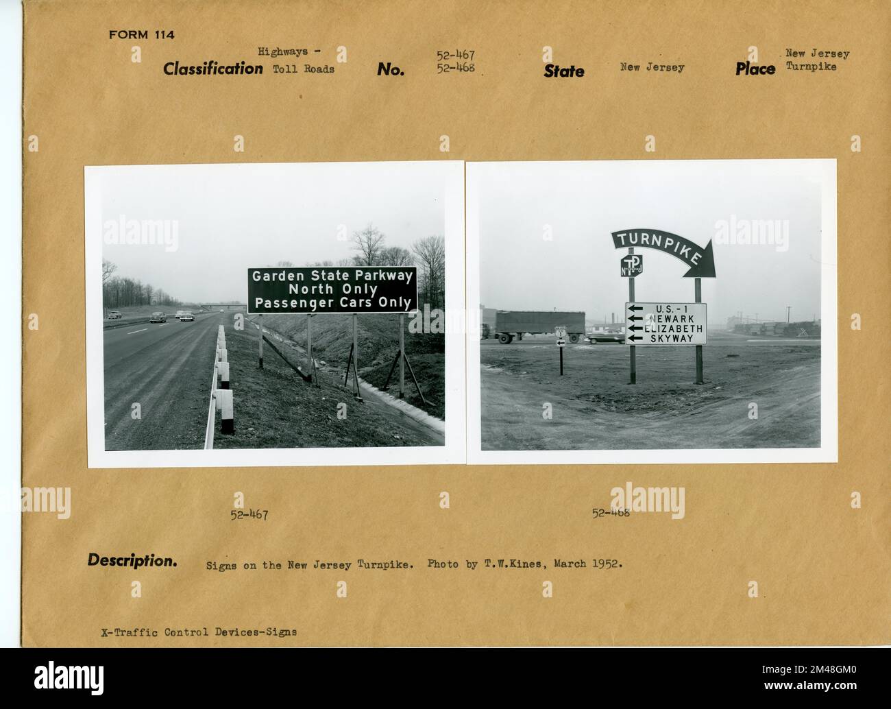 Signs on New Jersey Turnpike. Original caption: Signs on New Jersey ...