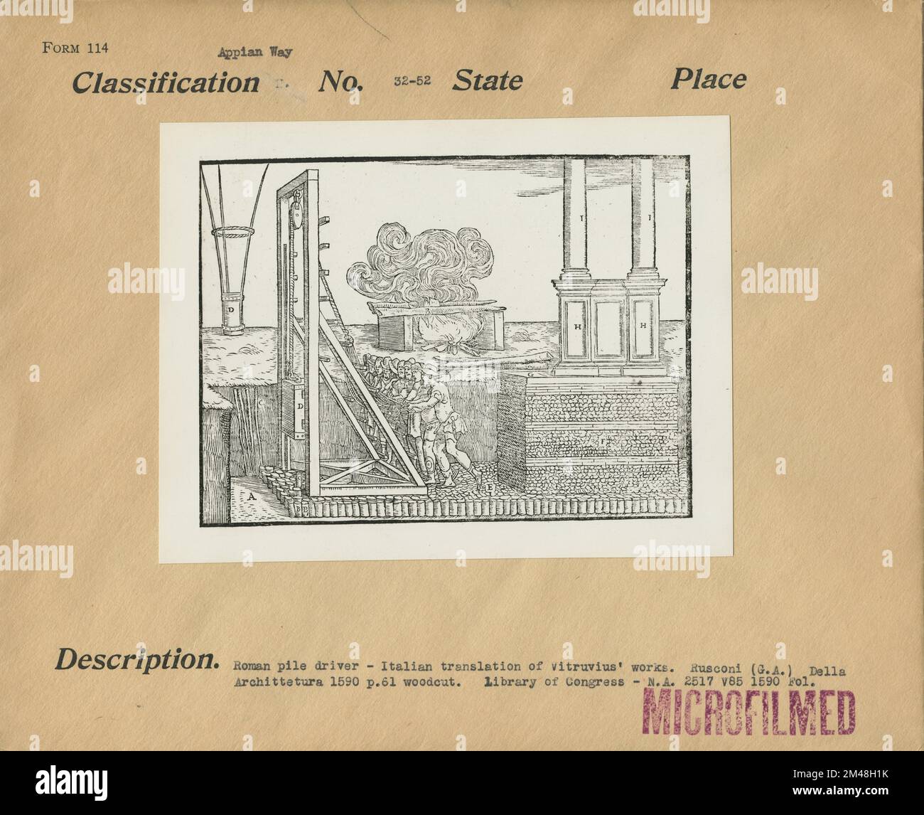 Roman Pile Driver. Original caption: Roman pile driver. Italian ...