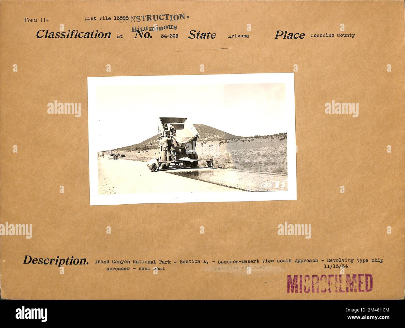 Revolving Chip Spreader on Grand Canyon National Park Roadway. Original ...