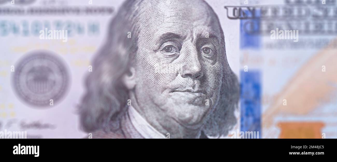 Benjamin Franklin's look on a hundred dollar bill. Benjamin Franklin ...