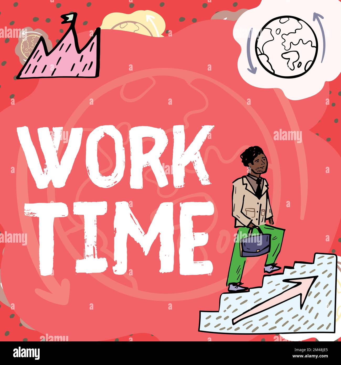 Conceptual caption Work Time. Word Written on period starts when ...