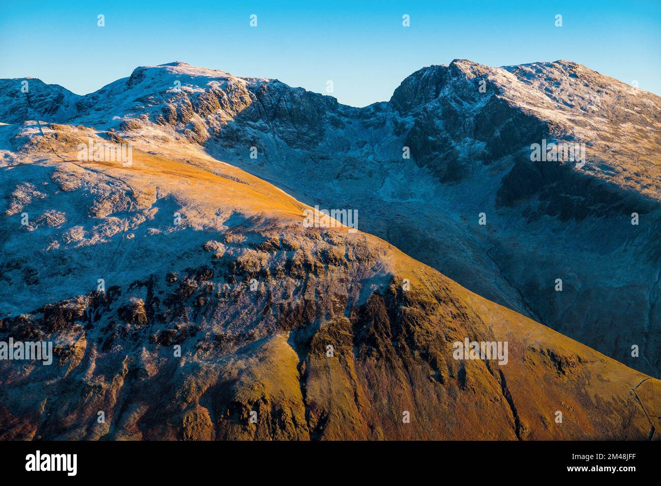 Scafell Pike and Scafell , winter, Lake District National Park, Cumbria ...