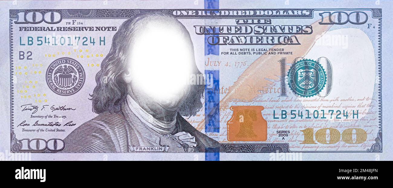 U.S. 100 dollar border with empty middle area. Copy space Stock Photo ...