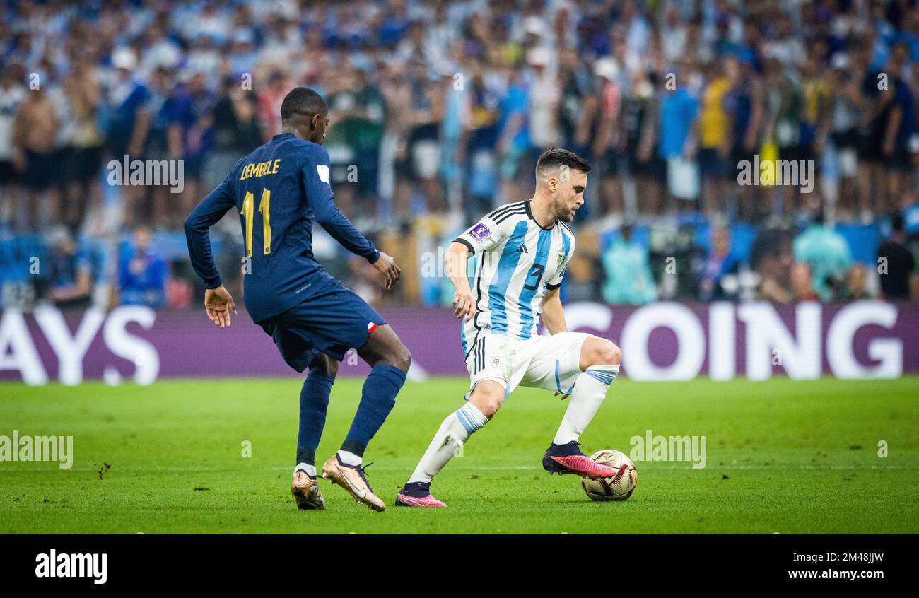 Doha, Qatar. 18th Dec, 2022. Nicolas Tagliafico (Arg), Ousmane Dembele ...