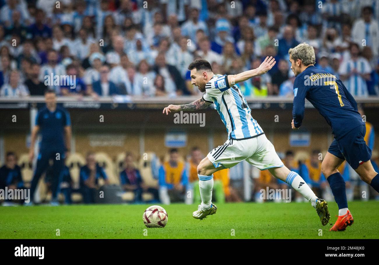 Doha, Qatar. 18th Dec, 2022. Lionel Messi (Arg), Antoine Griezmann (FRA ...