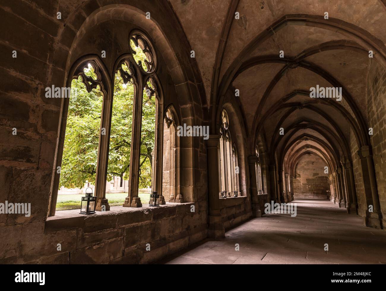 Aisle of a historic monastery Stock Photo - Alamy