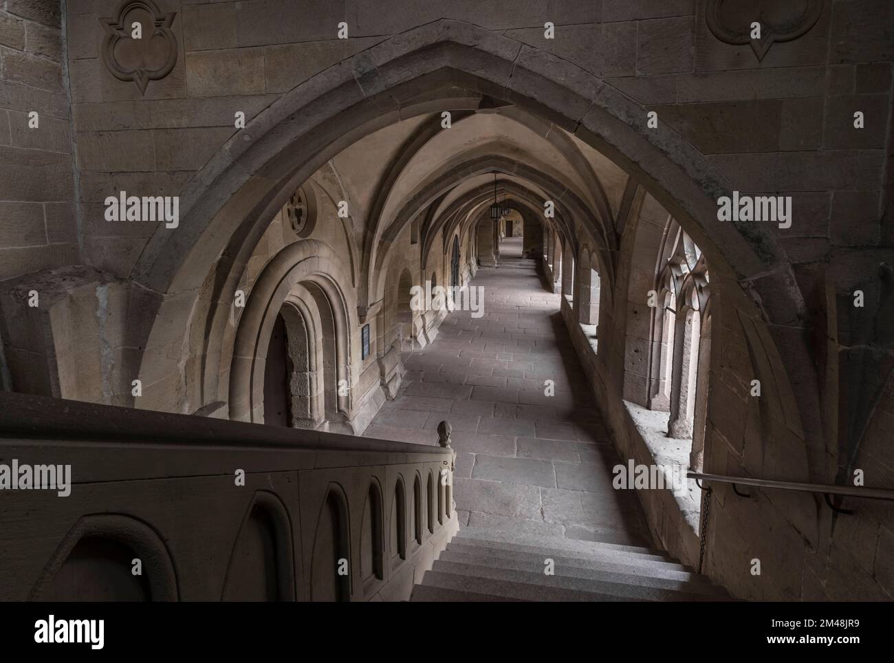 Aisle of a historic monastery Stock Photo - Alamy