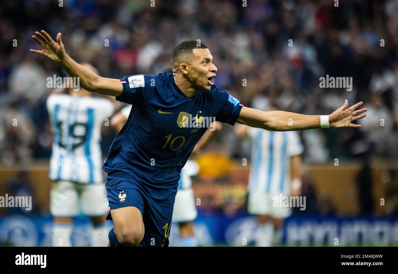 Doha, Qatar. 18th Dec, 2022. Kylian Mbappe (FRA) celebrate the goal for ...