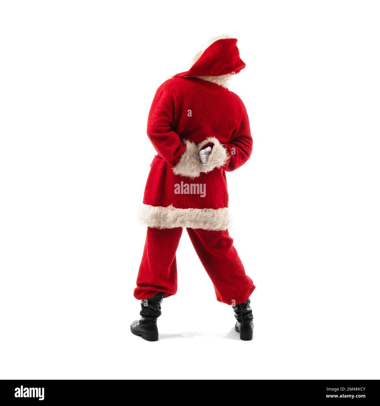 Santa Claus Full Length Portrait from behind isolated on white ...
