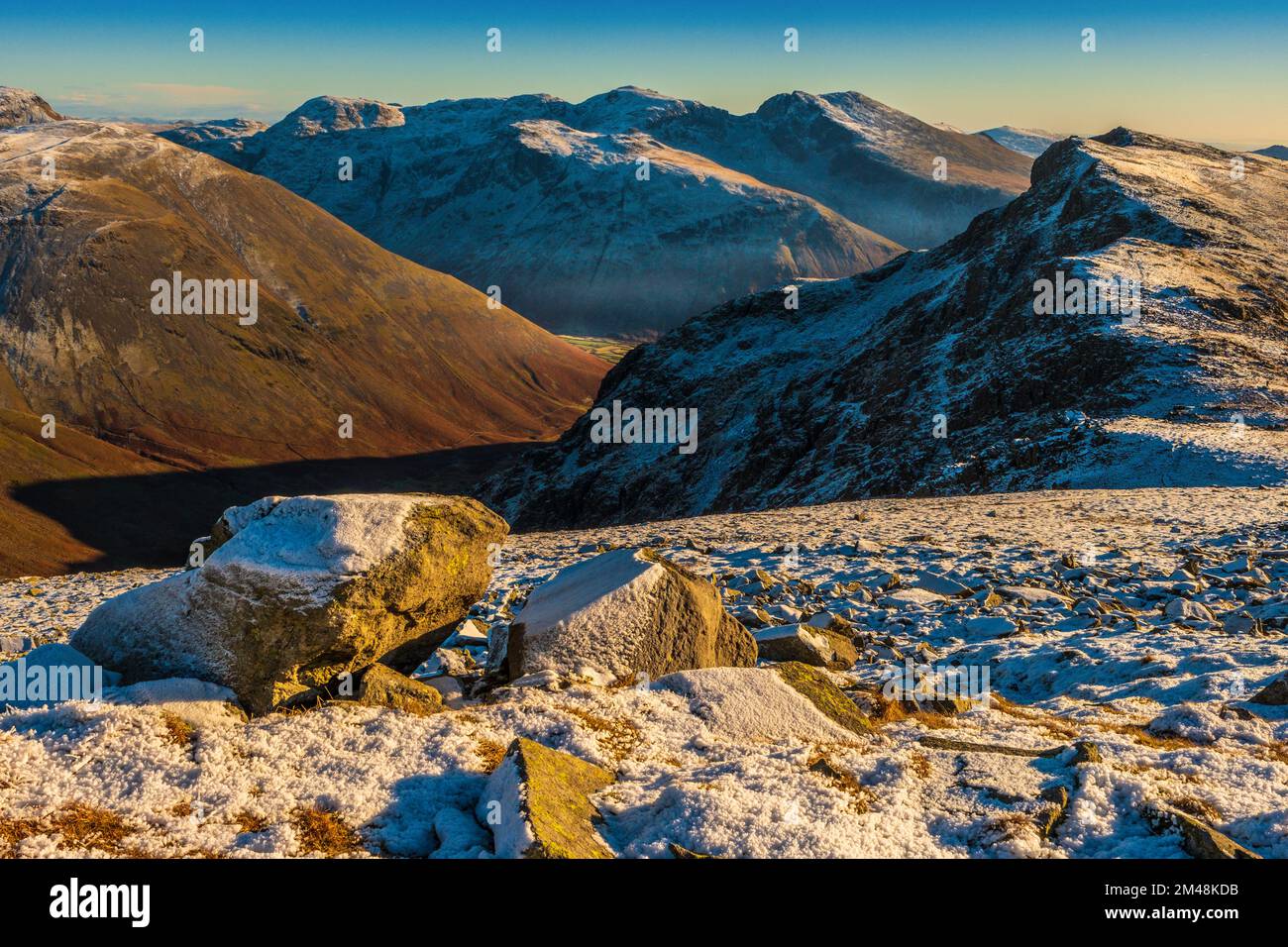 Red Pike, Scafell and Scafell Pike in winter, Lake District National ...