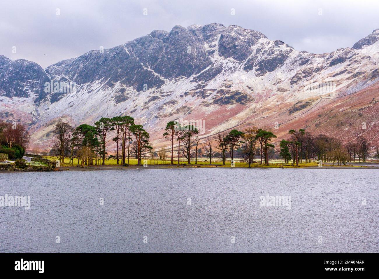 Buttermere lake and Haystacks fell / mountain in winter. Lake District ...