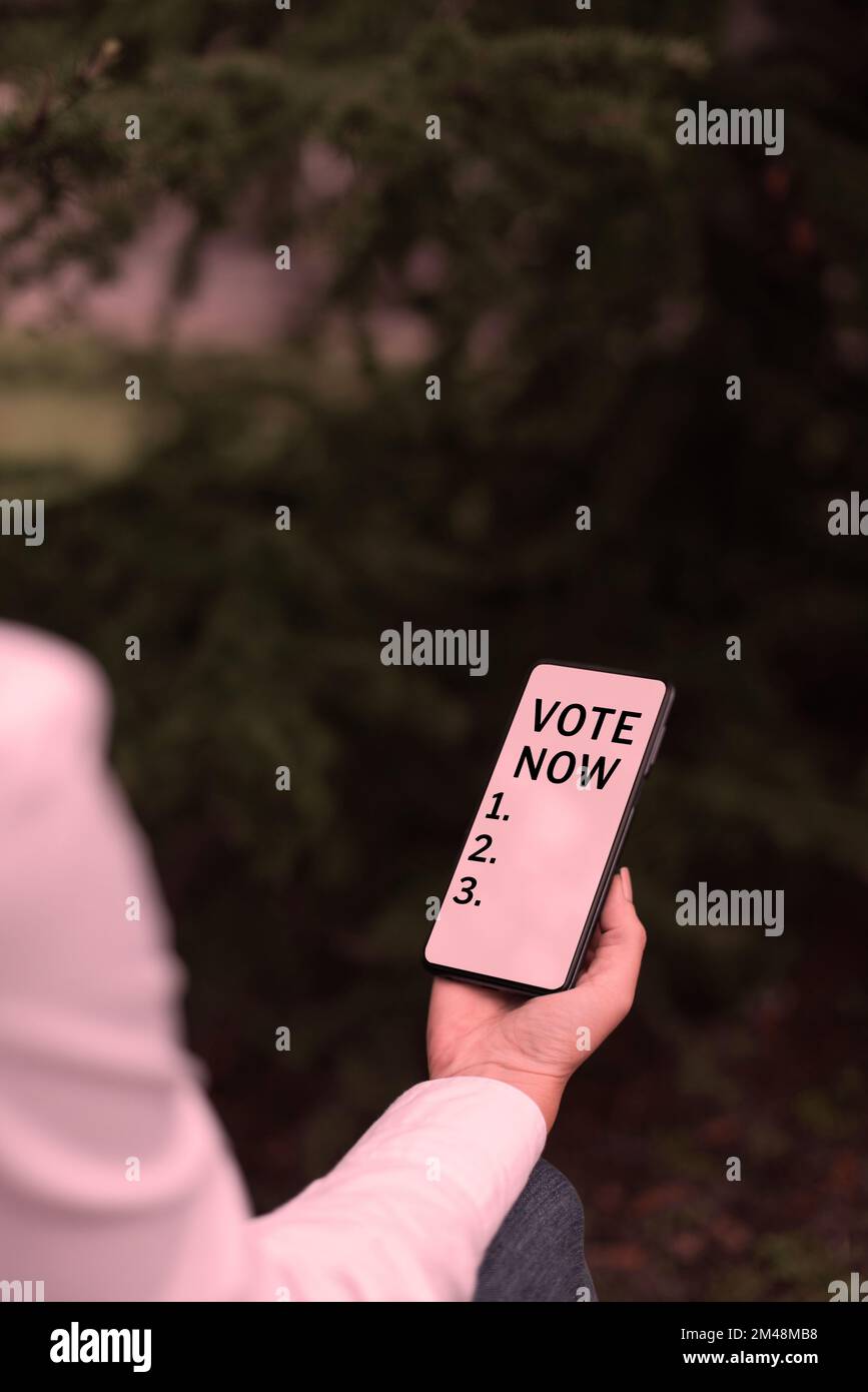 Text caption presenting Vote Now. Business approach formal indication ...