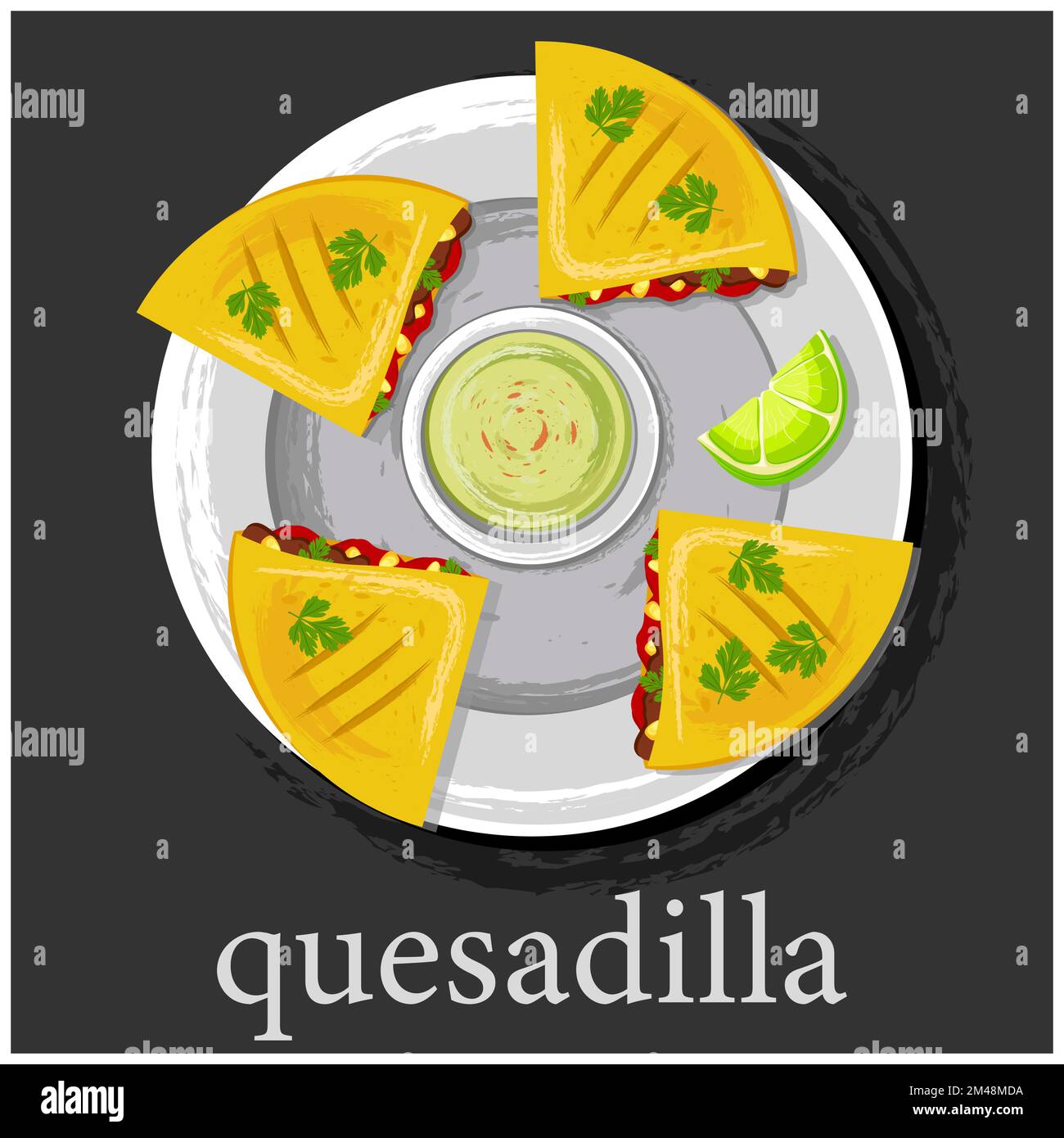 Quesadilla chicken corn salsa Stock Vector Images - Alamy