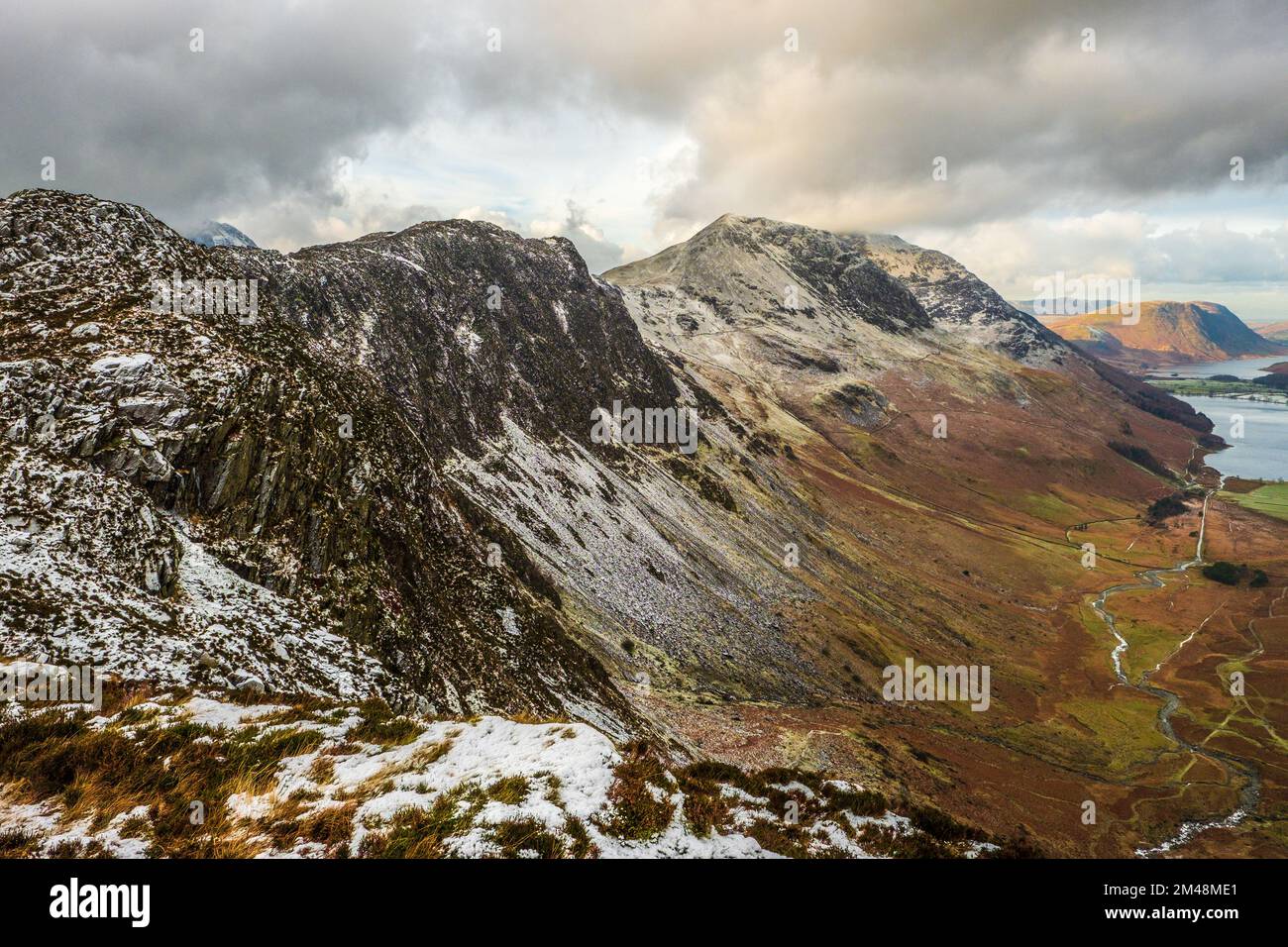 Haystacks fell / mountain in winter. Lake District National Park ...