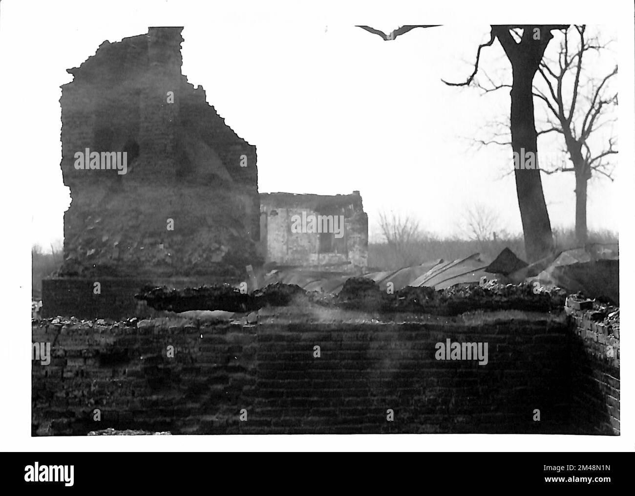 Remains of Fire Which Destroyed Custis Abingdon House. Original caption ...