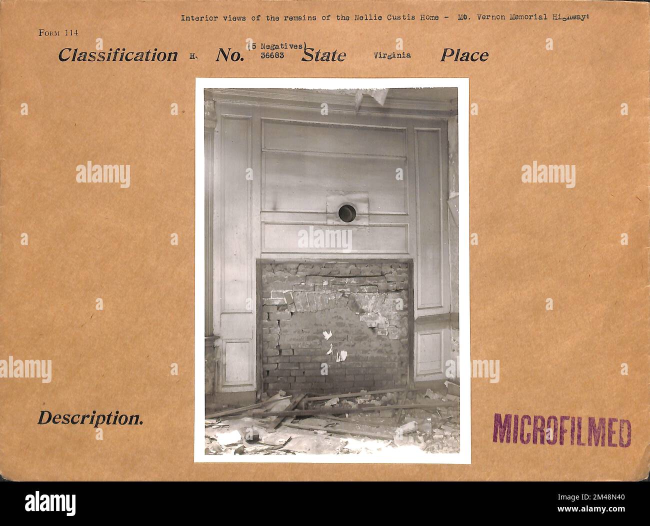 Interior Views of the Remains of the Nellie Custis Home. Original ...