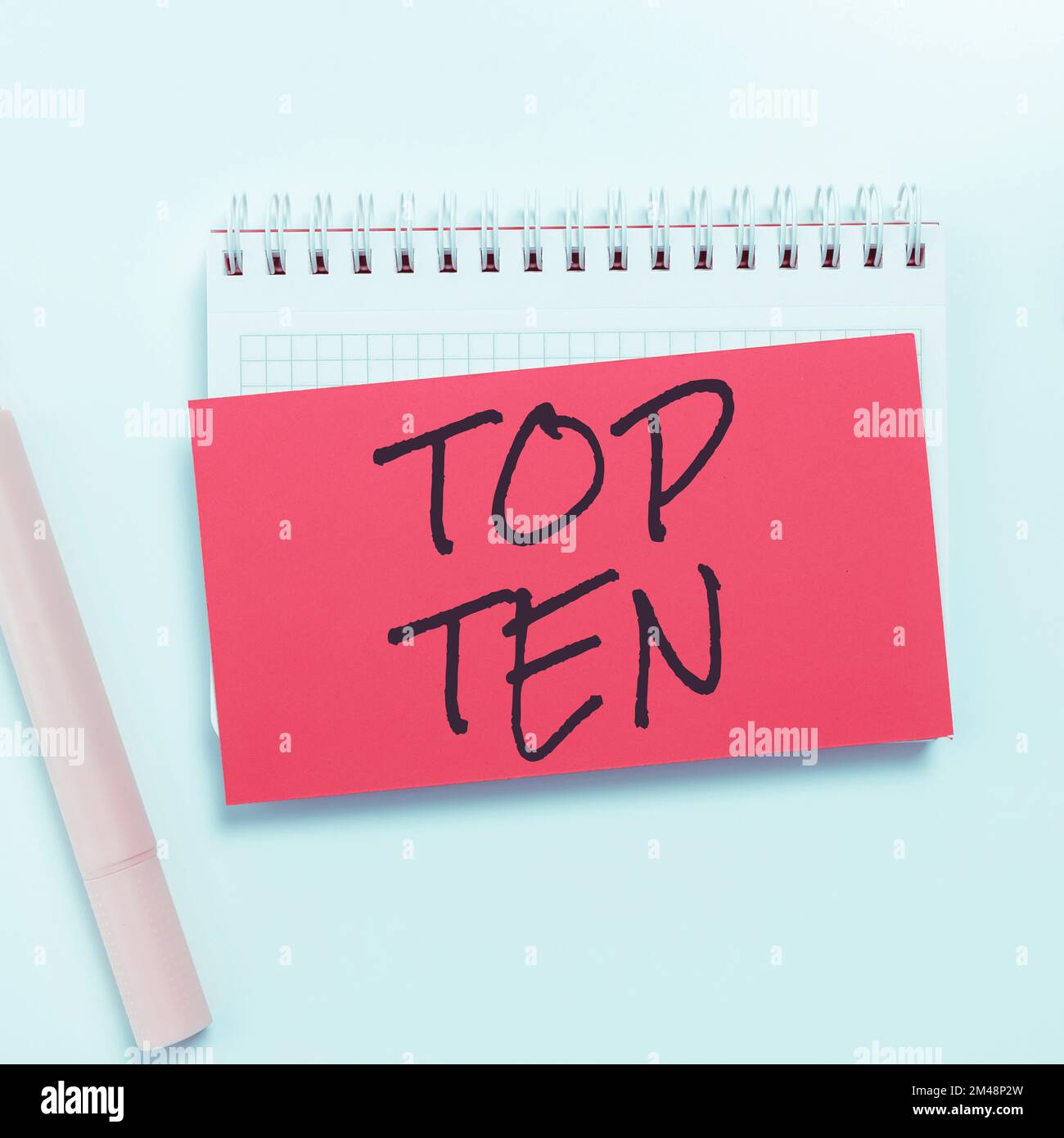 Sign displaying Top Ten. Business showcase the ten most popular songs ...