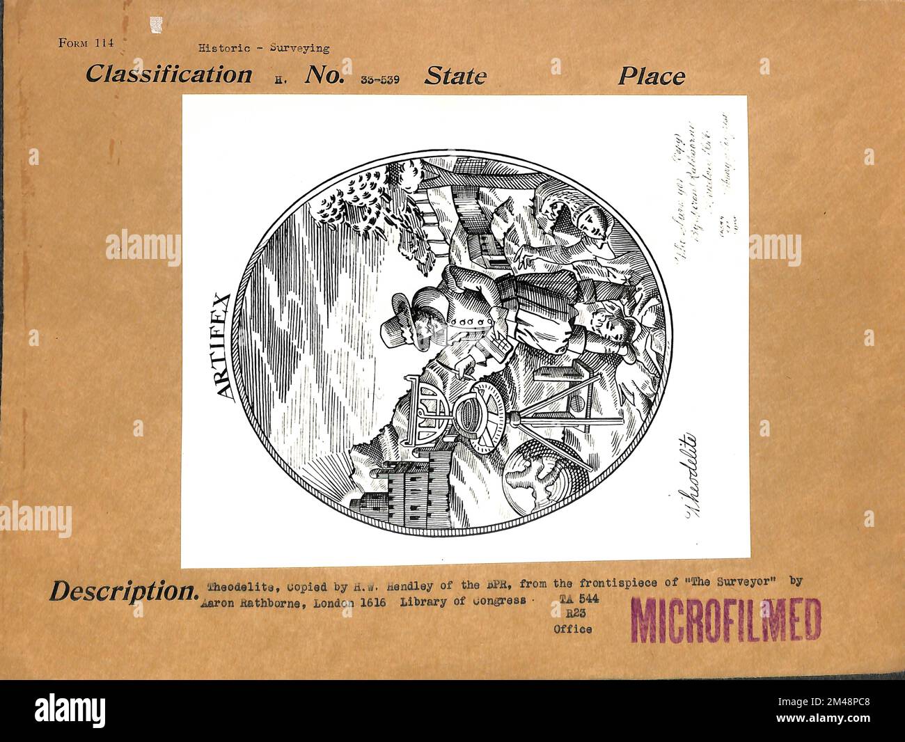 Theodelite. Original caption: Theodelite, copied by Hendley of the BPR ...