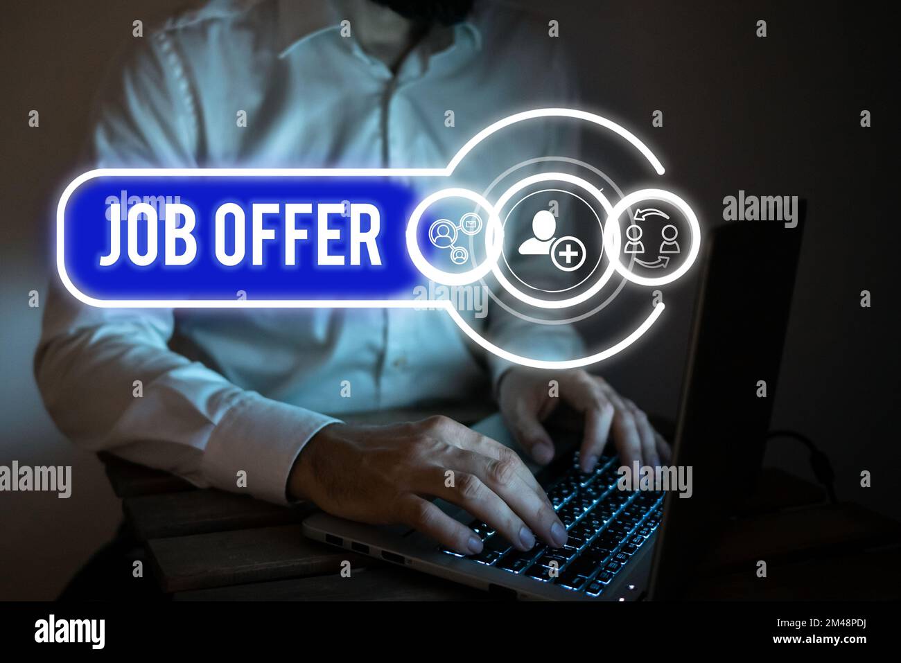 Writing displaying text Job Offer. Concept meaning A peron or company ...