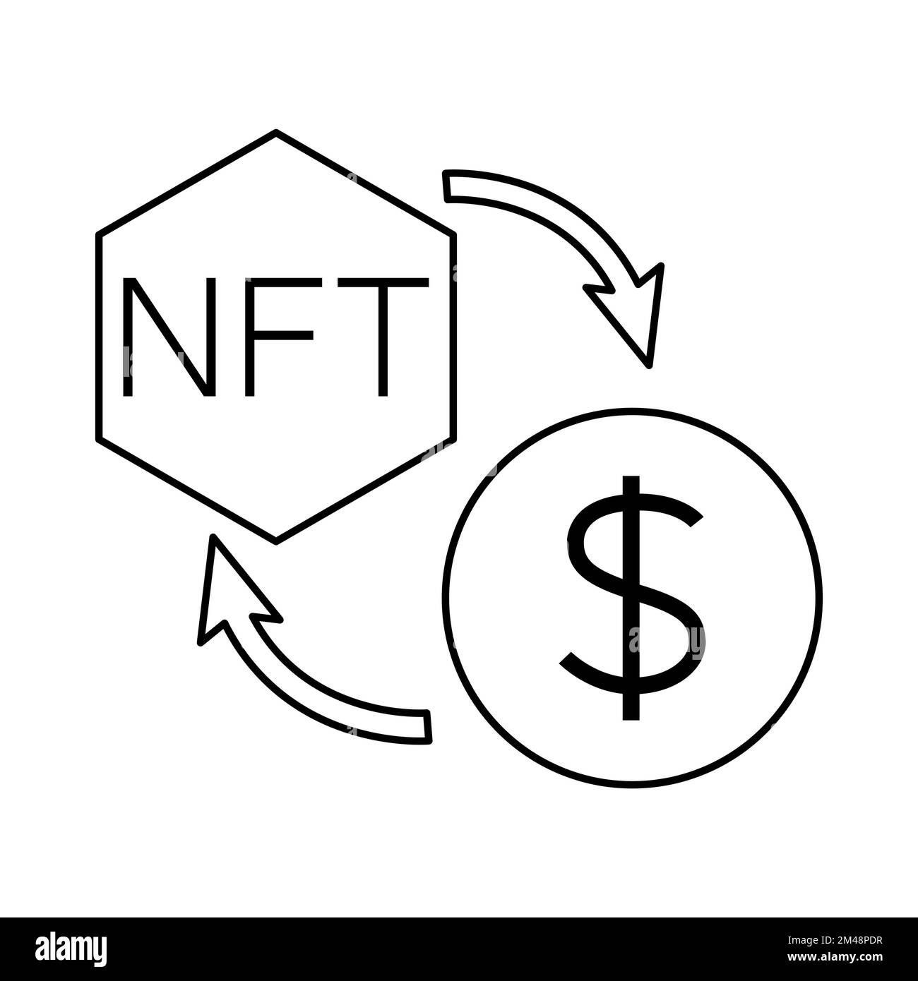 NFT art line icon. linear style sign for mobile concept and web design. Non fungible token ...