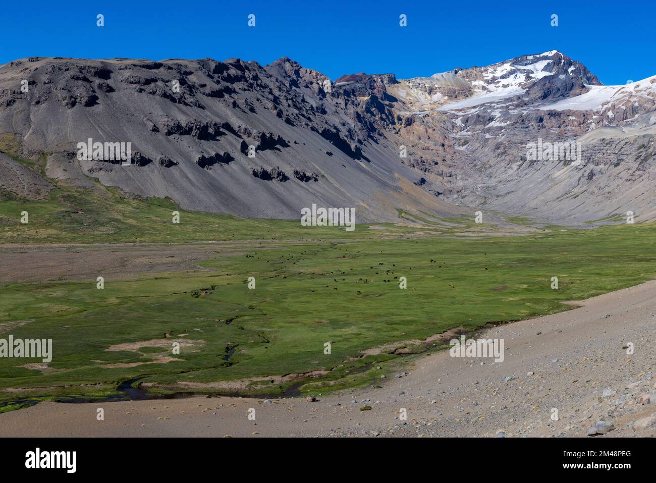 View of the breathtaking landscape at Paso Vergara in Argentina while ...