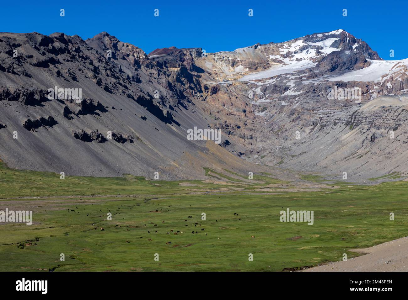 View of the breathtaking landscape at Paso Vergara in Argentina while ...