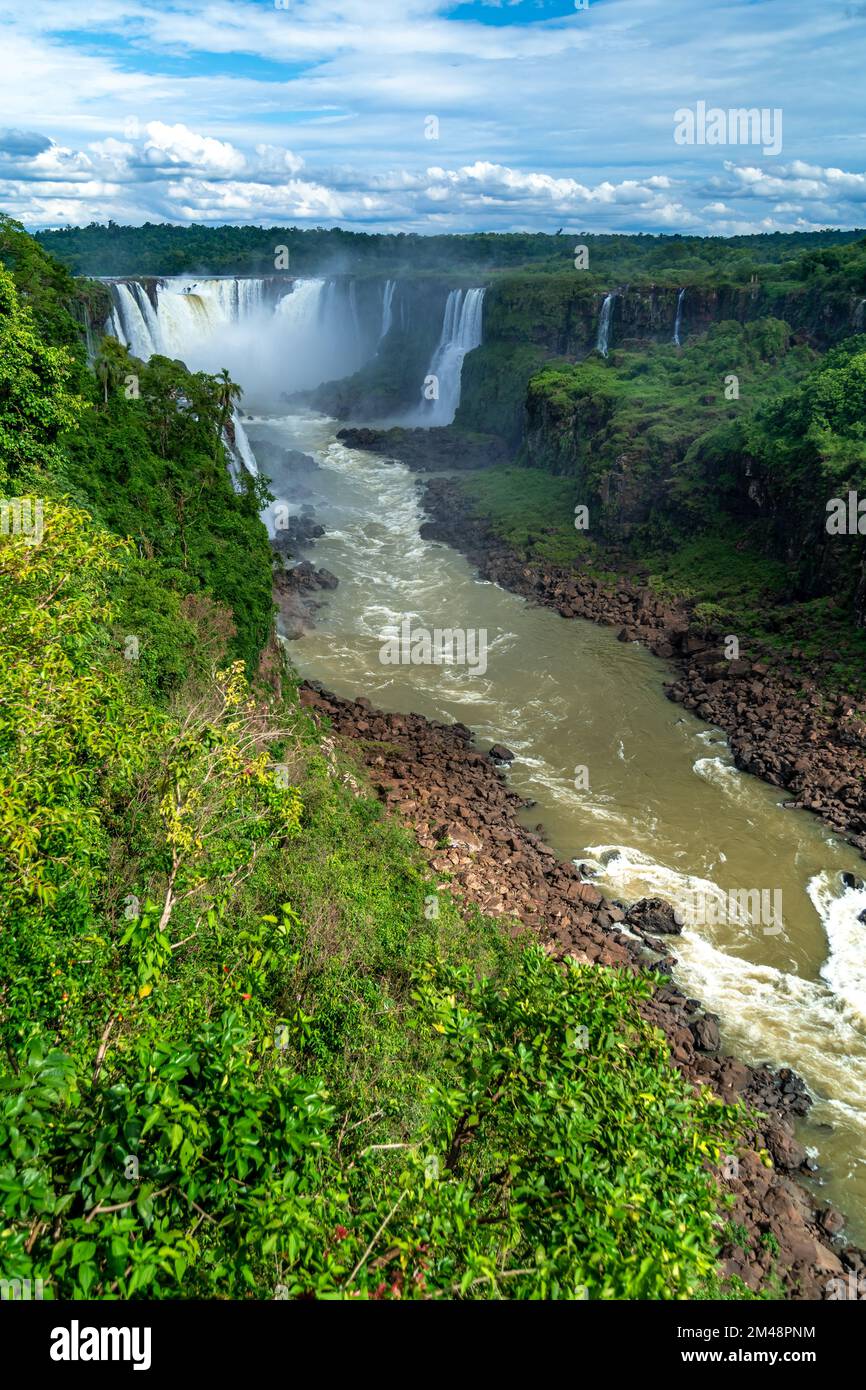 Iguazu Falls on the border of Brazil and Argentina in South America ...