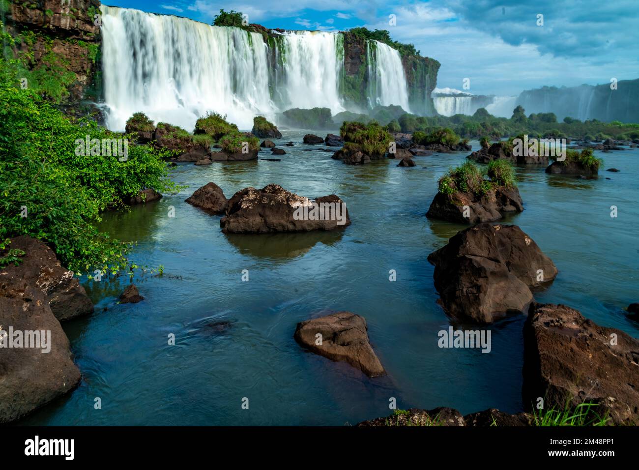 Iguazu Falls on the border of Brazil and Argentina in South America ...