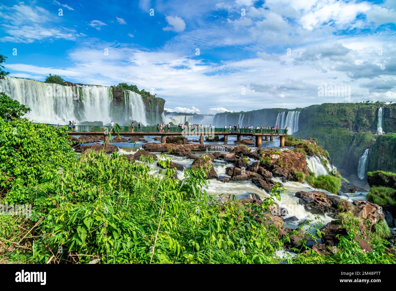 Iguazu Falls on the border of Brazil and Argentina in South America ...
