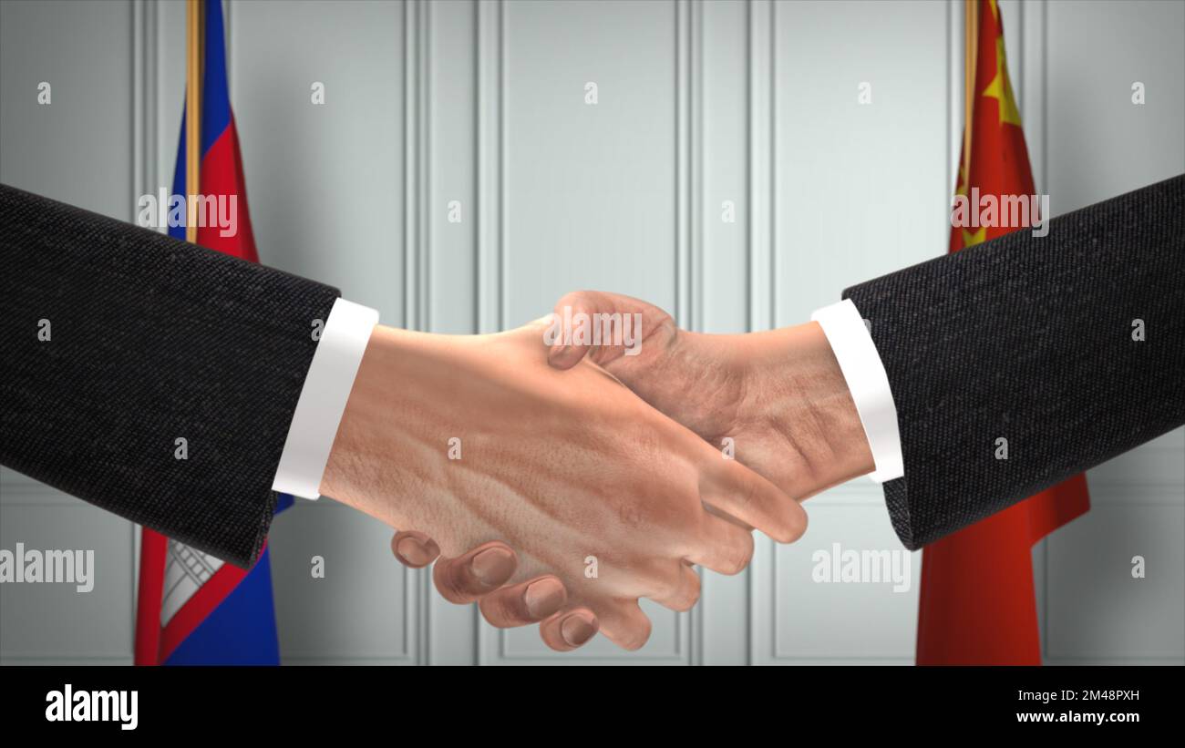 Cambodia and China Officials Business Meeting. Diplomacy Deal. Partners ...