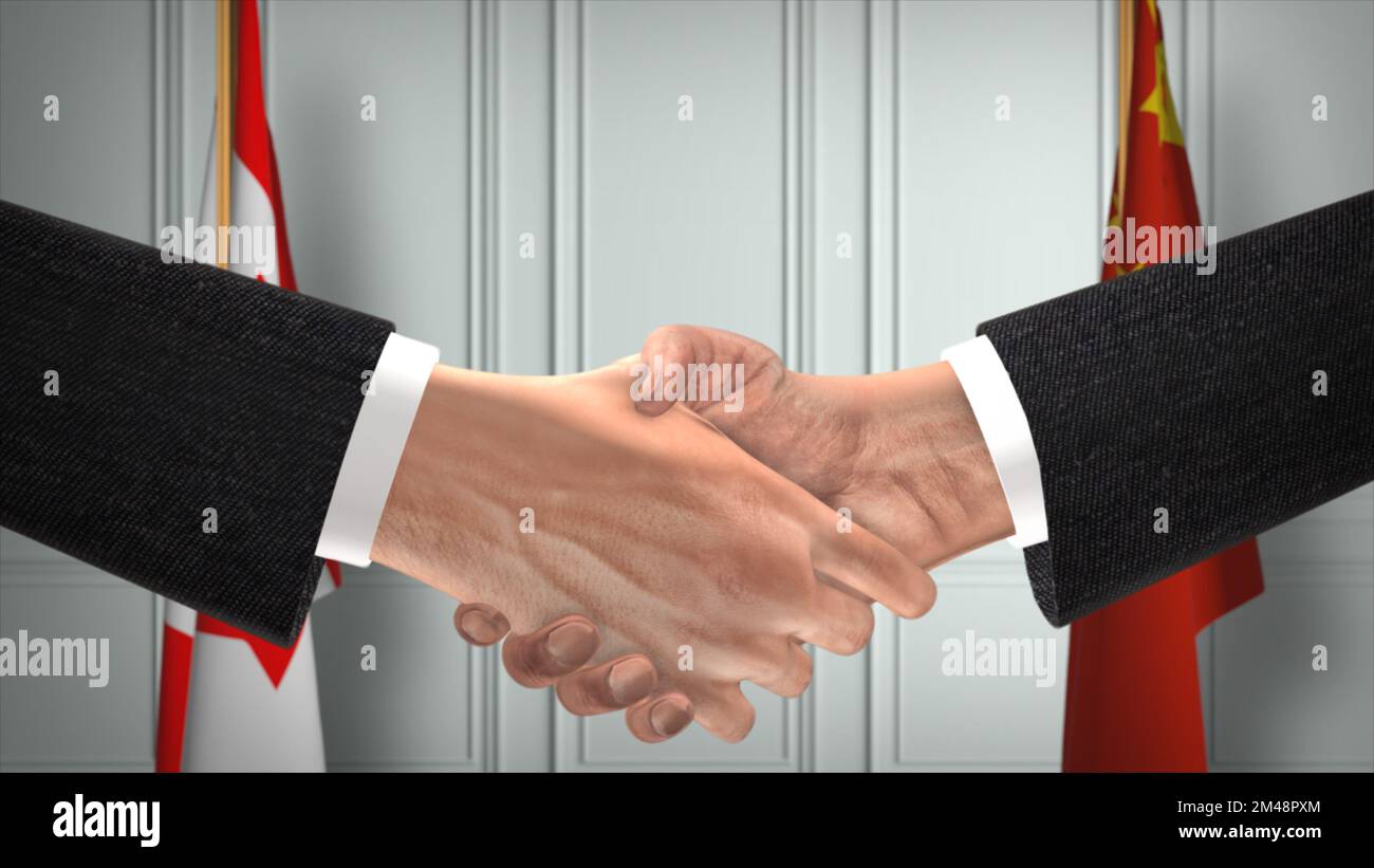 Canada and China Officials Business Meeting. Diplomacy Deal. Partners ...