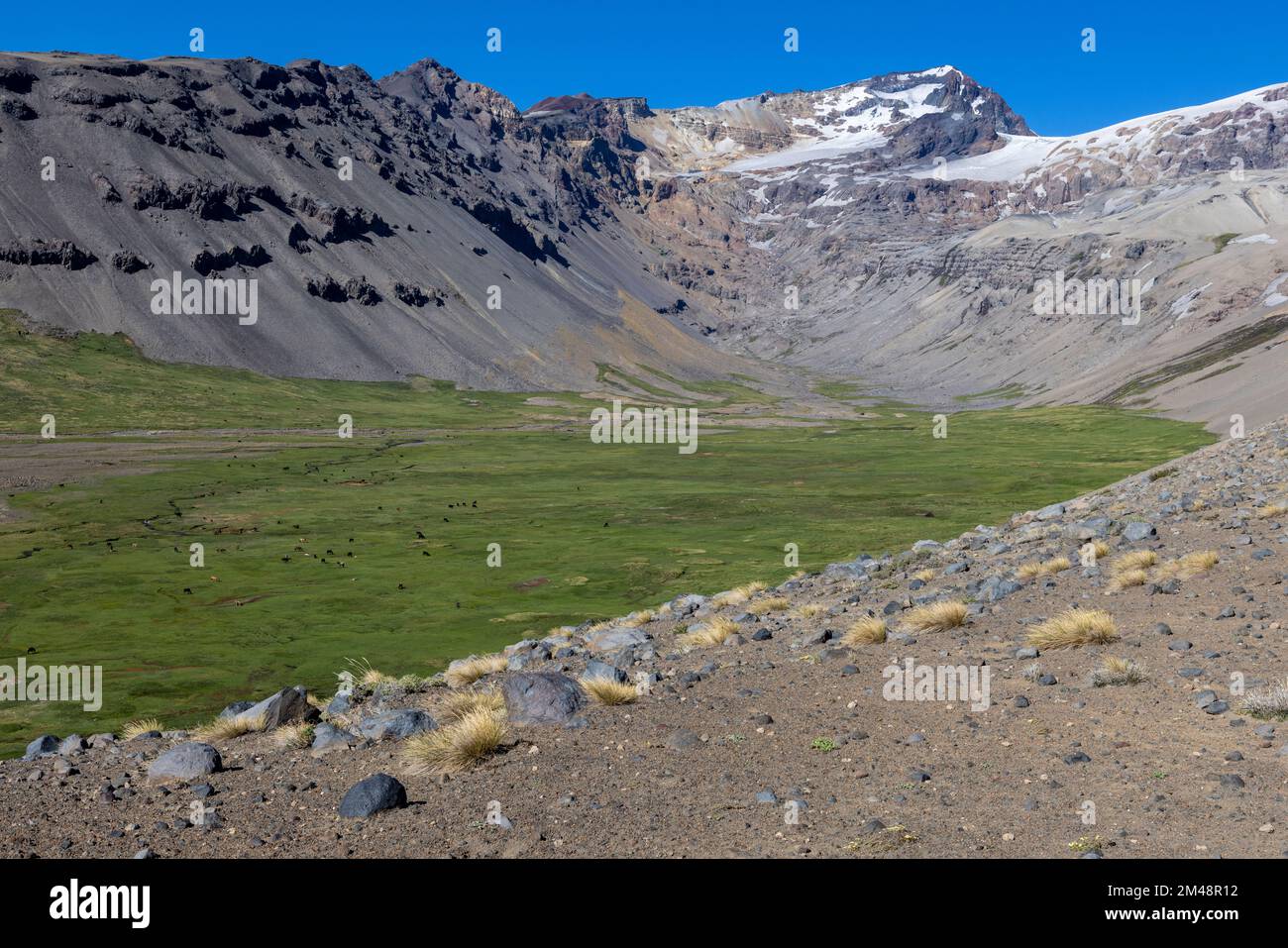 View of the breathtaking landscape at Paso Vergara in Argentina while ...