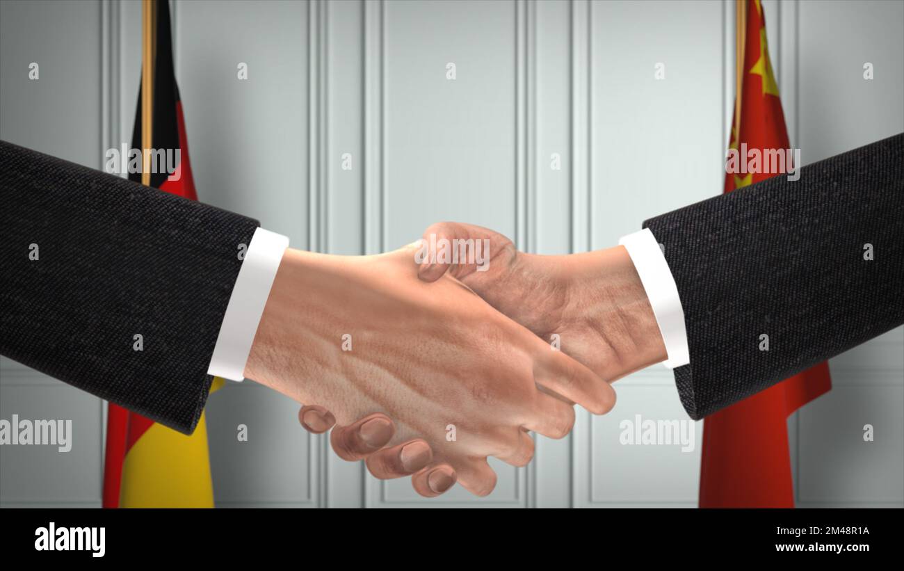 Germany and China Officials Business Meeting. Diplomacy Deal. Partners ...